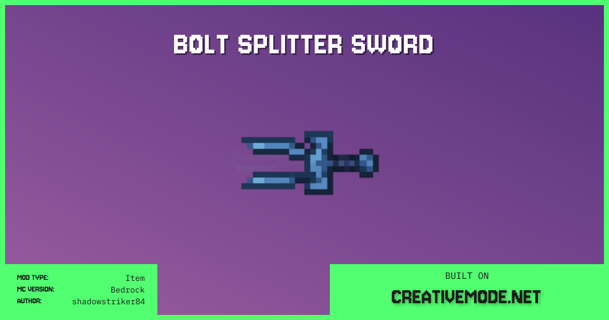 Bolt Splitter Sword | Free Bedrock Addon | CreativeMode