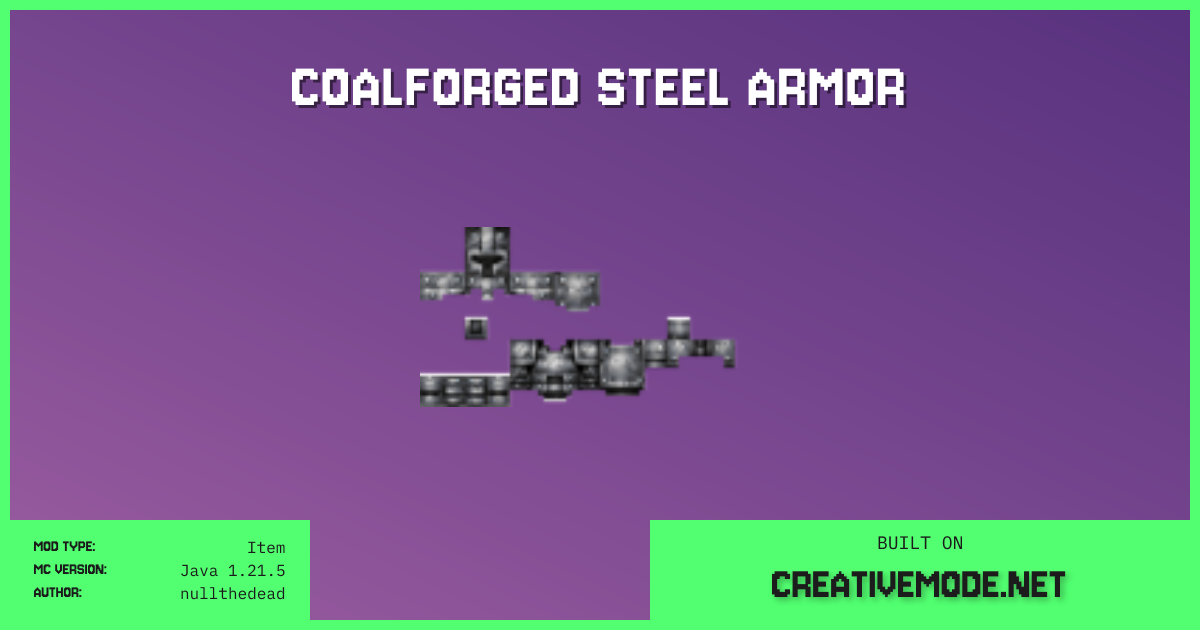 Coalforged Steel Armor | Free Java 1.21.5 Mod | CreativeMode