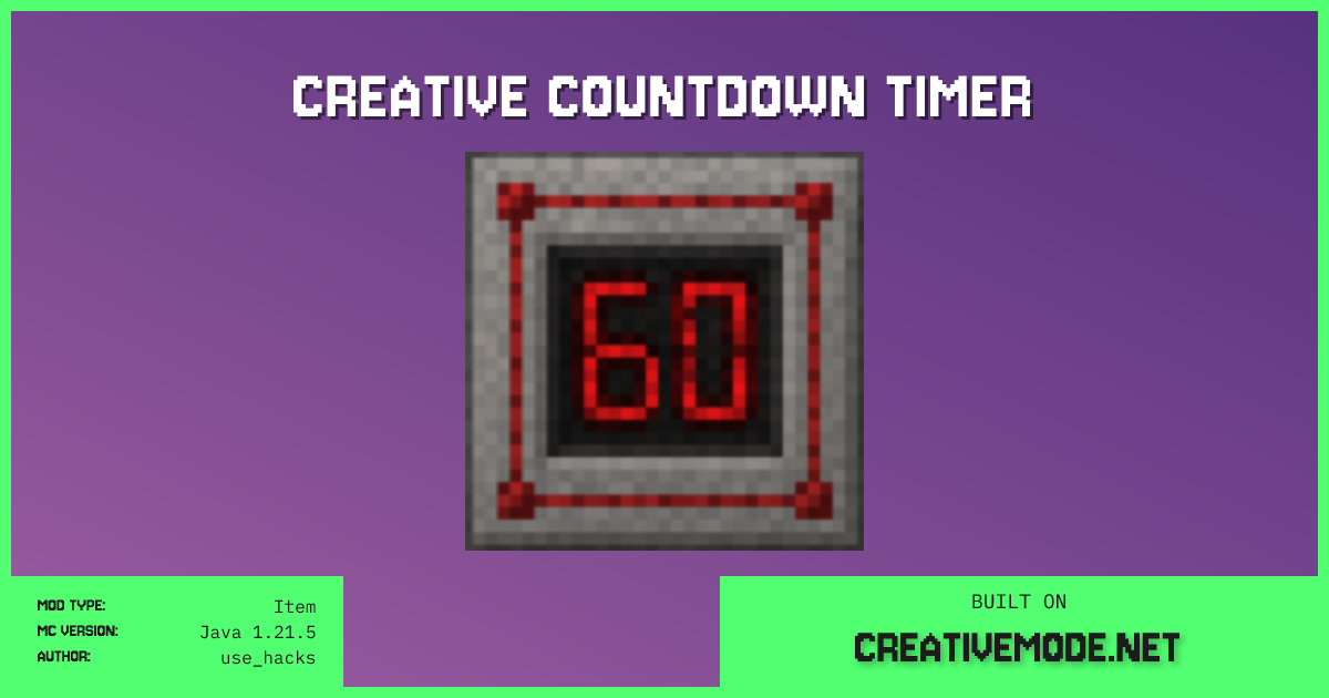 Creative Countdown Timer | Free Java 1.21.5 Mod | CreativeMode