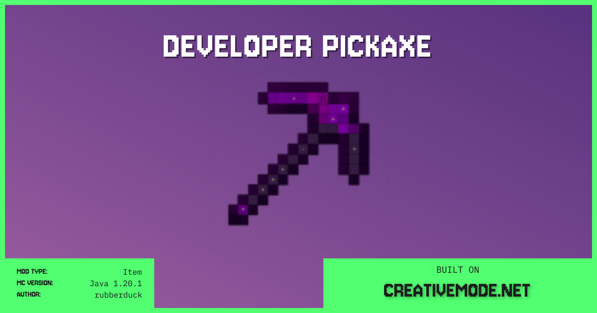 Developer Pickaxe | Free Java 1.20.1 Mod | CreativeMode