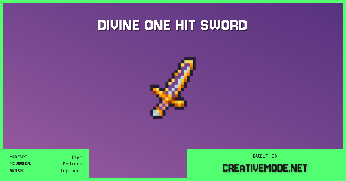 Divine One Hit Sword | Free Bedrock Addon | CreativeMode