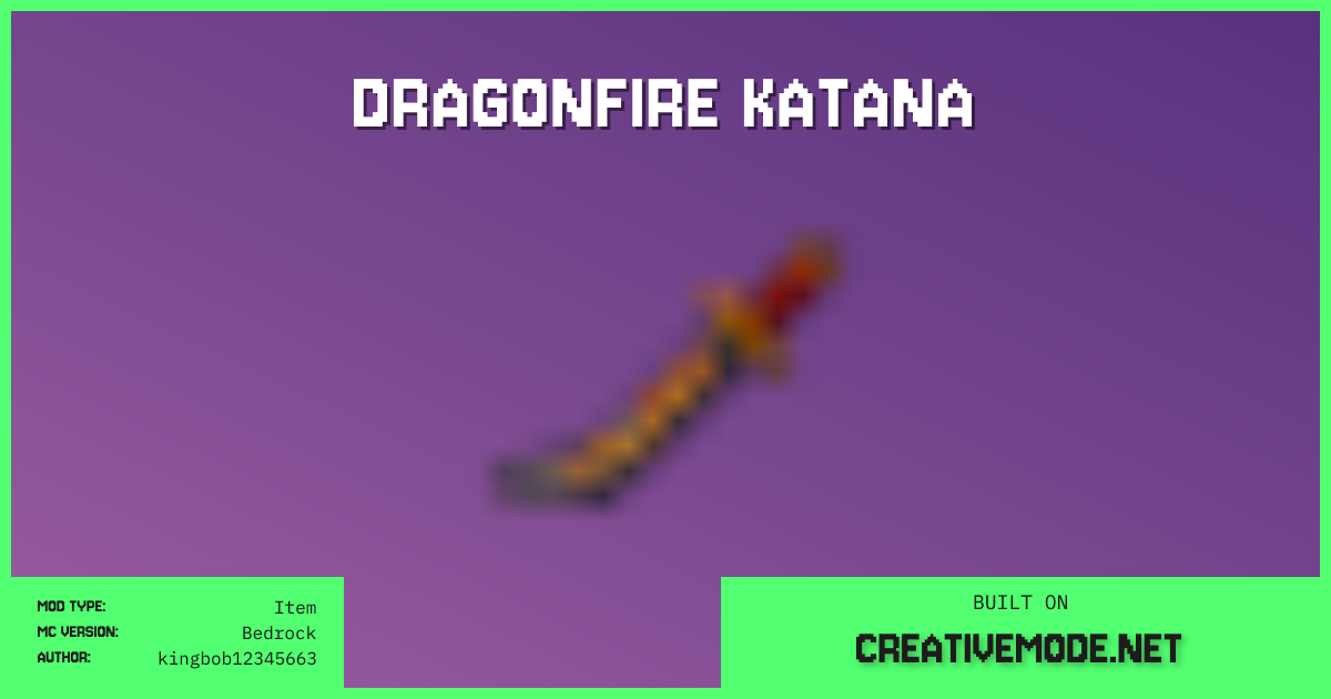 Dragonfire Katana | Free Bedrock Addon | CreativeMode
