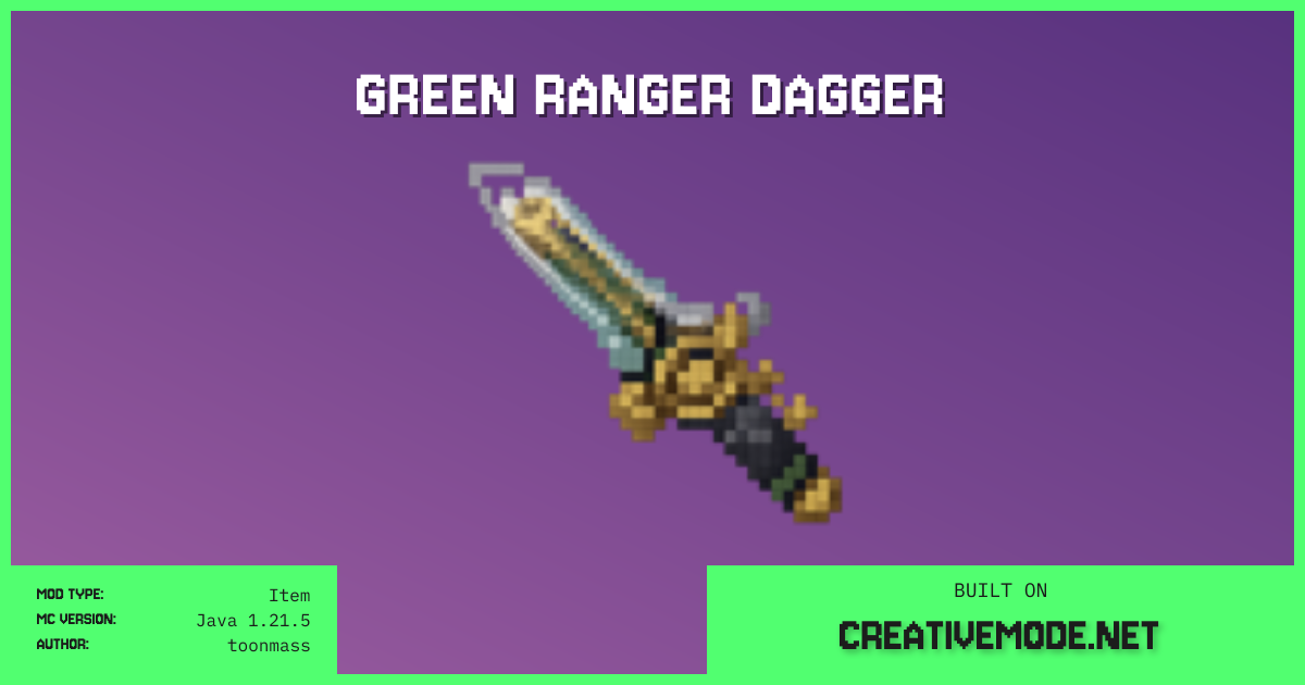 Green Ranger Dagger | Free Java 1.21.5 Mod | CreativeMode