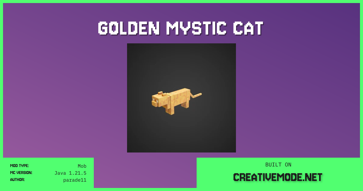 Golden Mystic Cat | Free Java 1.21.5 Mod | CreativeMode