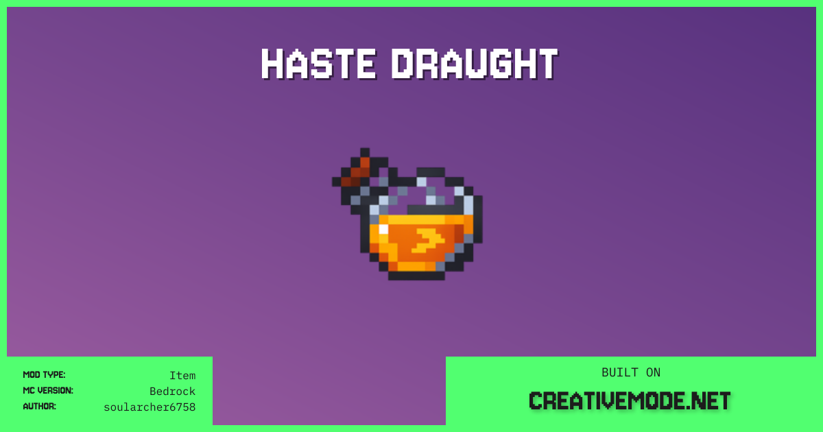 Haste Draught | Free Bedrock Addon | CreativeMode