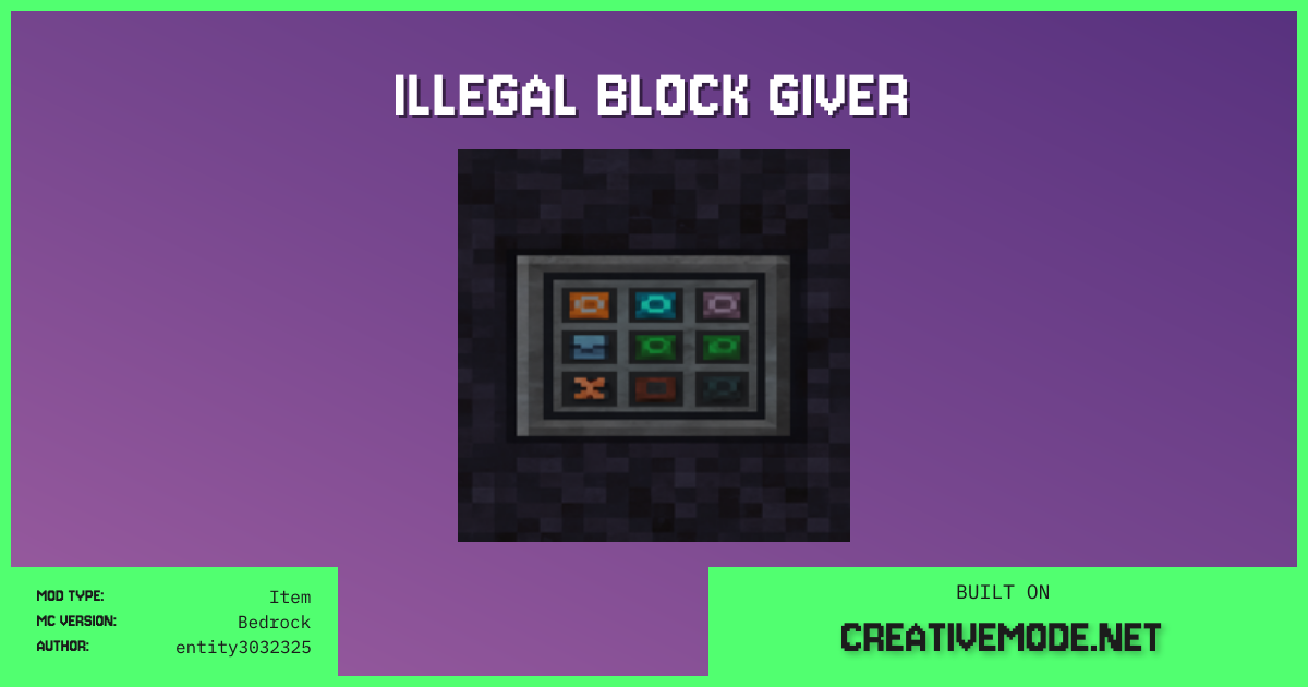 Illegal block giver | Free Bedrock Addon | CreativeMode