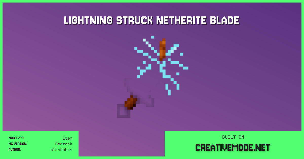 Lightning Struck Netherite Blade | Free Bedrock Addon | CreativeMode