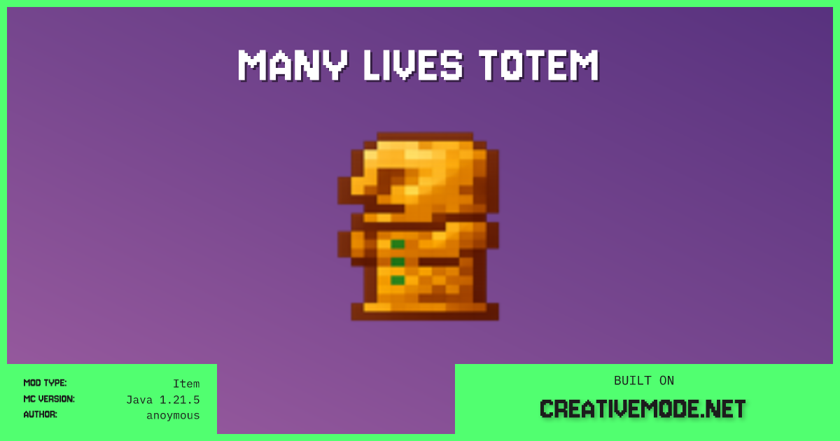 Many Lives Totem | Free Java 1.21.5 Mod | CreativeMode