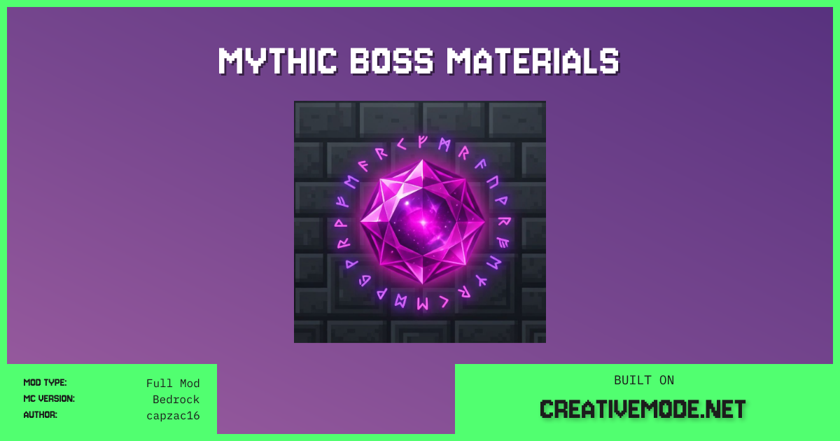 Mythic Boss Materials | Free Bedrock Addon | CreativeMode