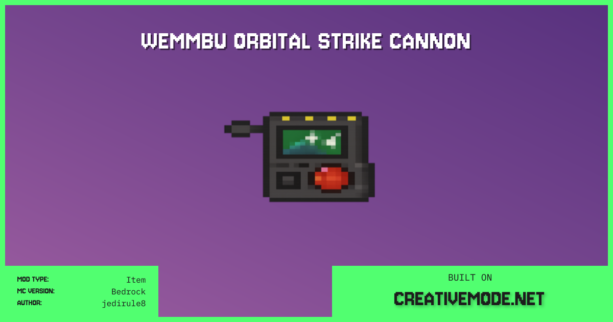 Wemmbu orbital strike cannon | Free Bedrock Addon | CreativeMode