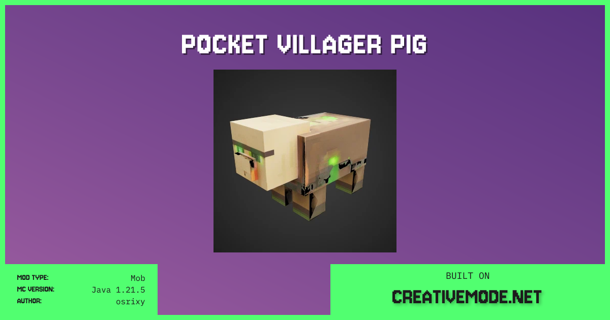 Pocket Villager Pig | Free Java 1.21.5 Mod | CreativeMode