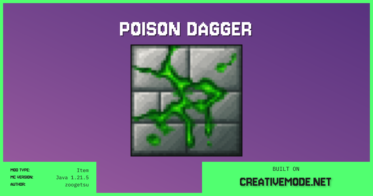 Poison Dagger | Free Java 1.21.5 Mod | CreativeMode