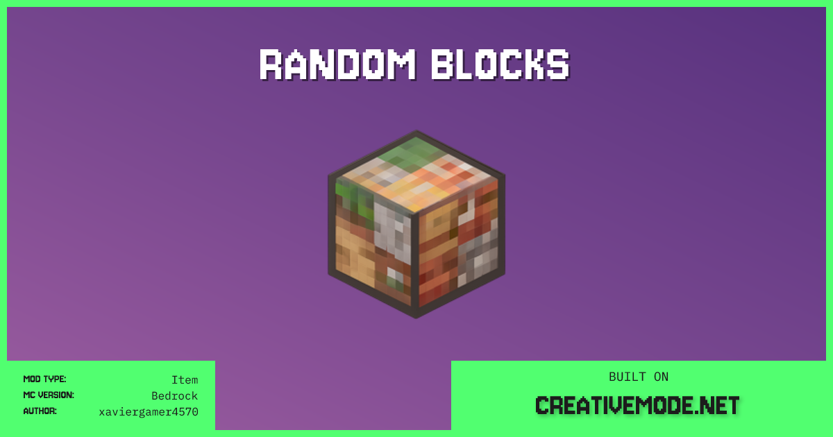 Random Blocks | Free Bedrock Addon | CreativeMode