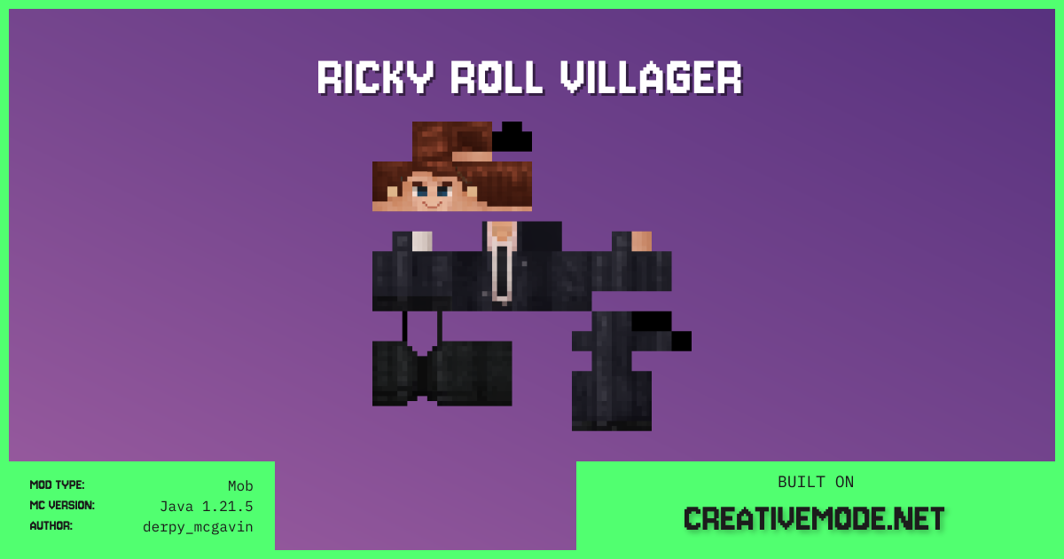 Ricky Roll Villager | Free Java 1.21.5 Mod | CreativeMode