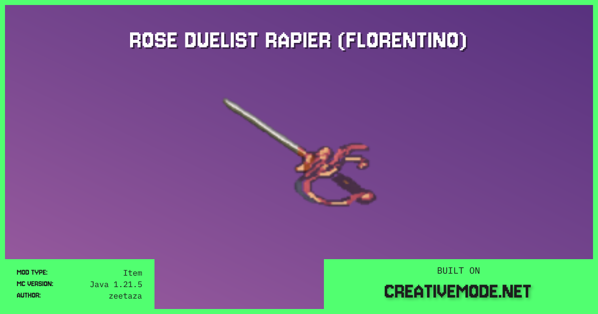 Rose Duelist Rapier (florentino) | Free Java 1.21.5 Mod | CreativeMode