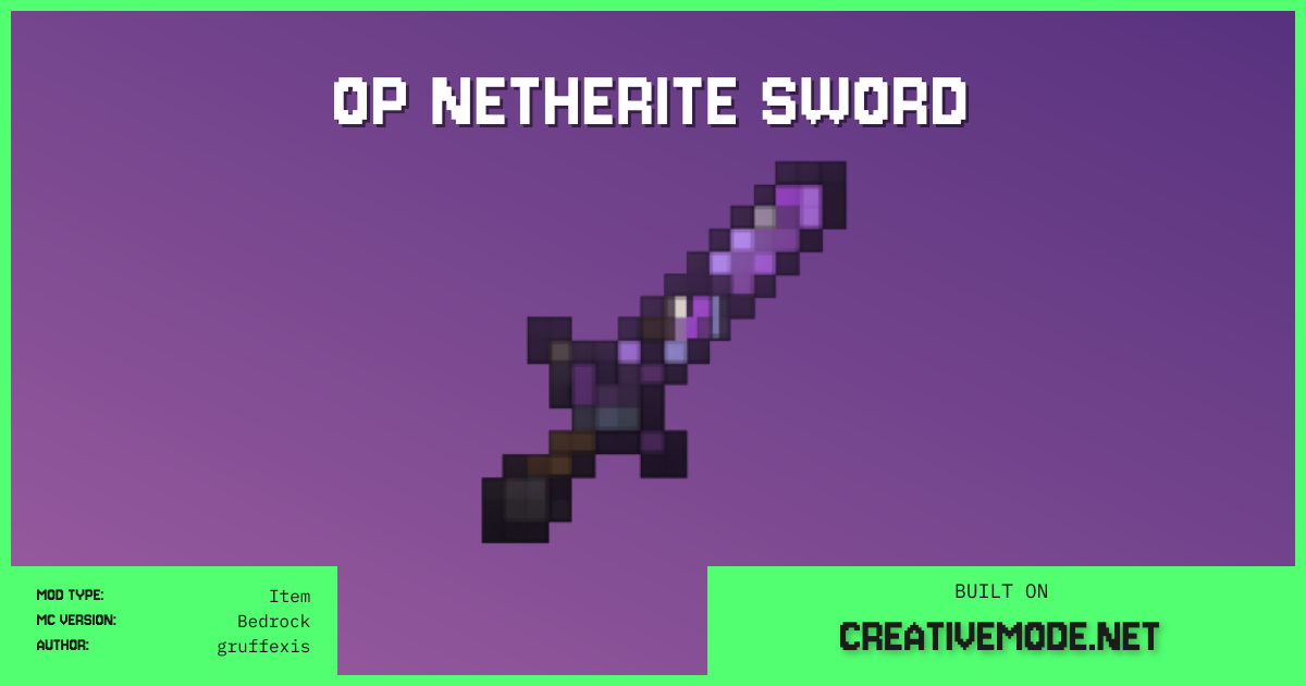 Op Netherite sword | Free Bedrock Addon | CreativeMode