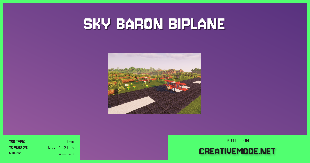 Sky Baron Biplane | Free Java 1.21.5 Mod | CreativeMode