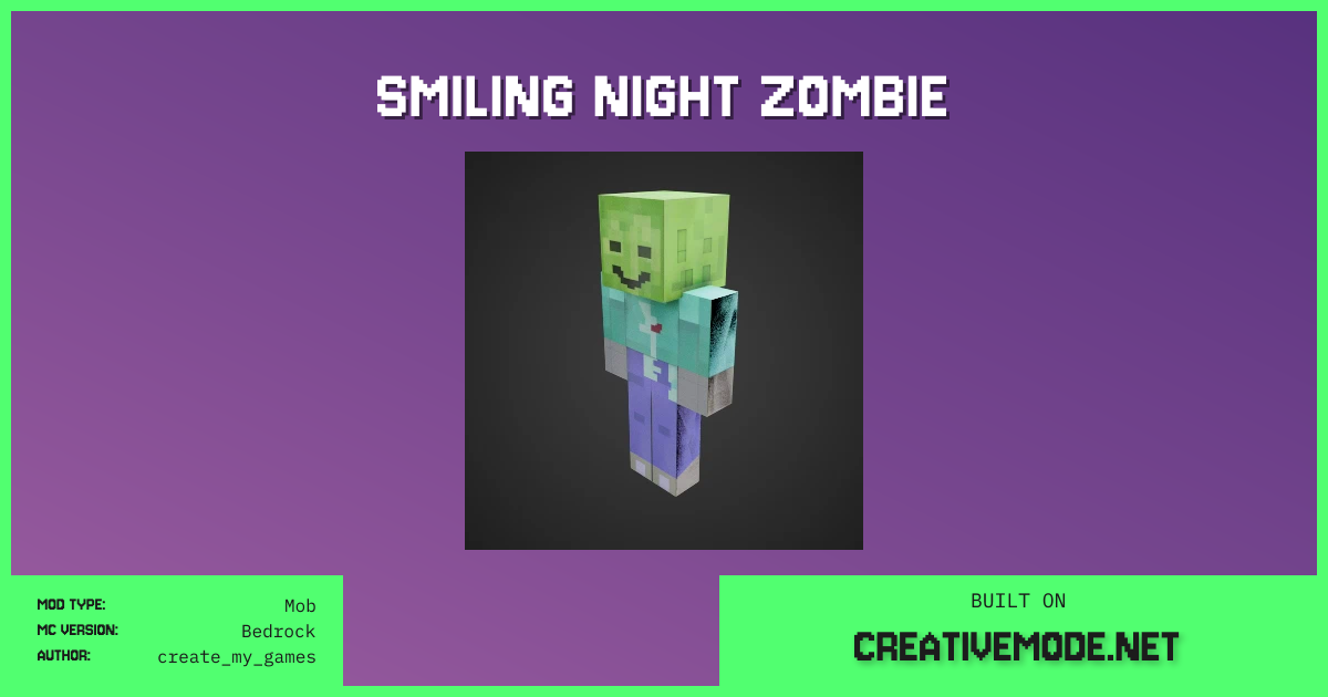 Smiling Night Zombie | Free Bedrock Addon | CreativeMode