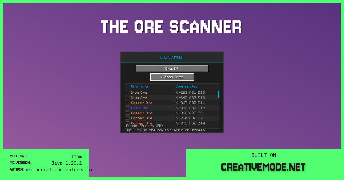 The Ore Scanner | Free Java 1.20.1 Mod | CreativeMode