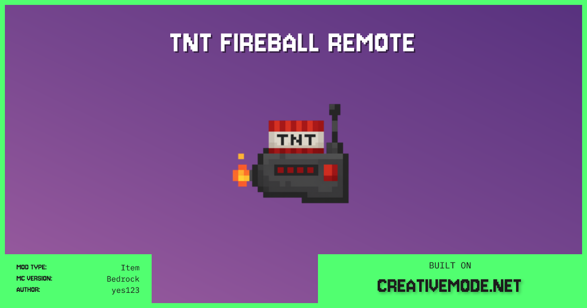 Tnt Fireball Remote | Free Bedrock Addon | CreativeMode