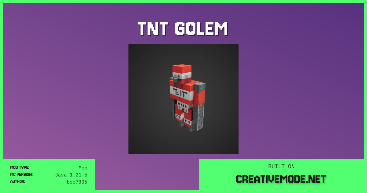 Tnt Golem | Free Java 1.21.5 Mod | CreativeMode
