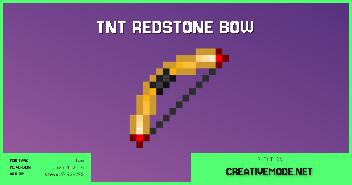 TNT Redstone Bow | Free Java 1.21.5 Mod | CreativeMode