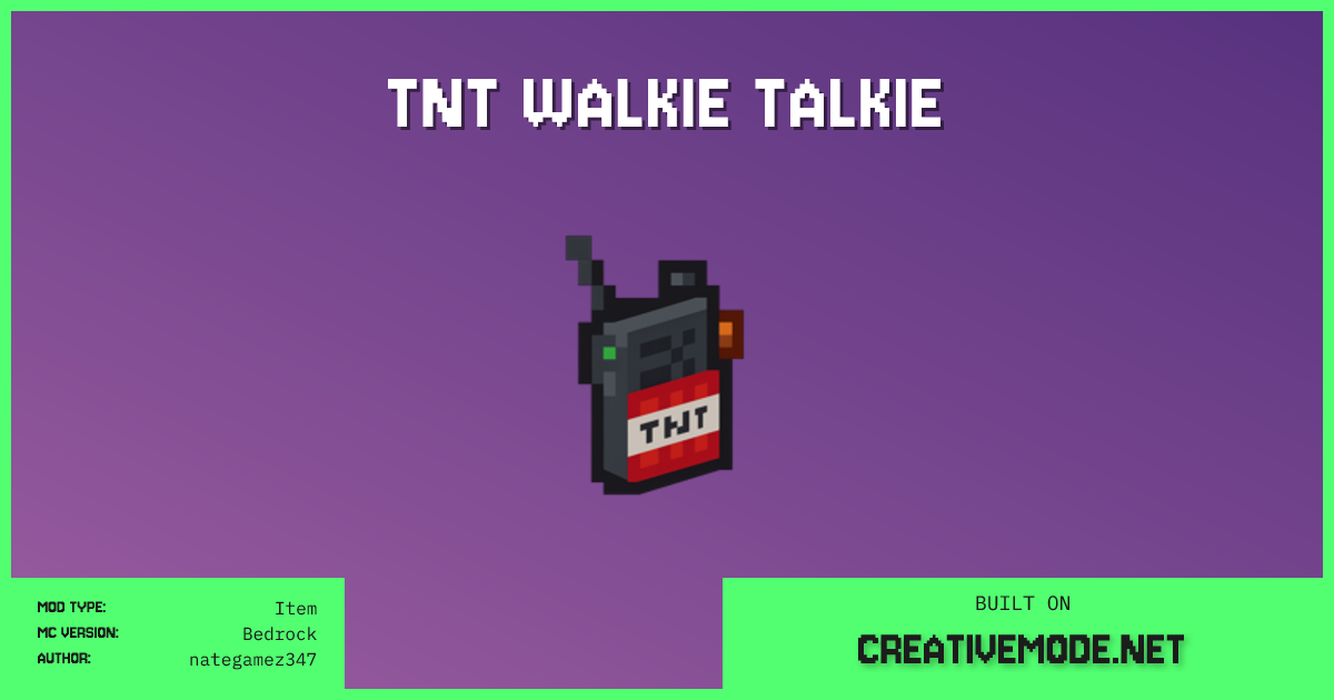 Tnt Walkie Talkie | Free Bedrock Addon | CreativeMode