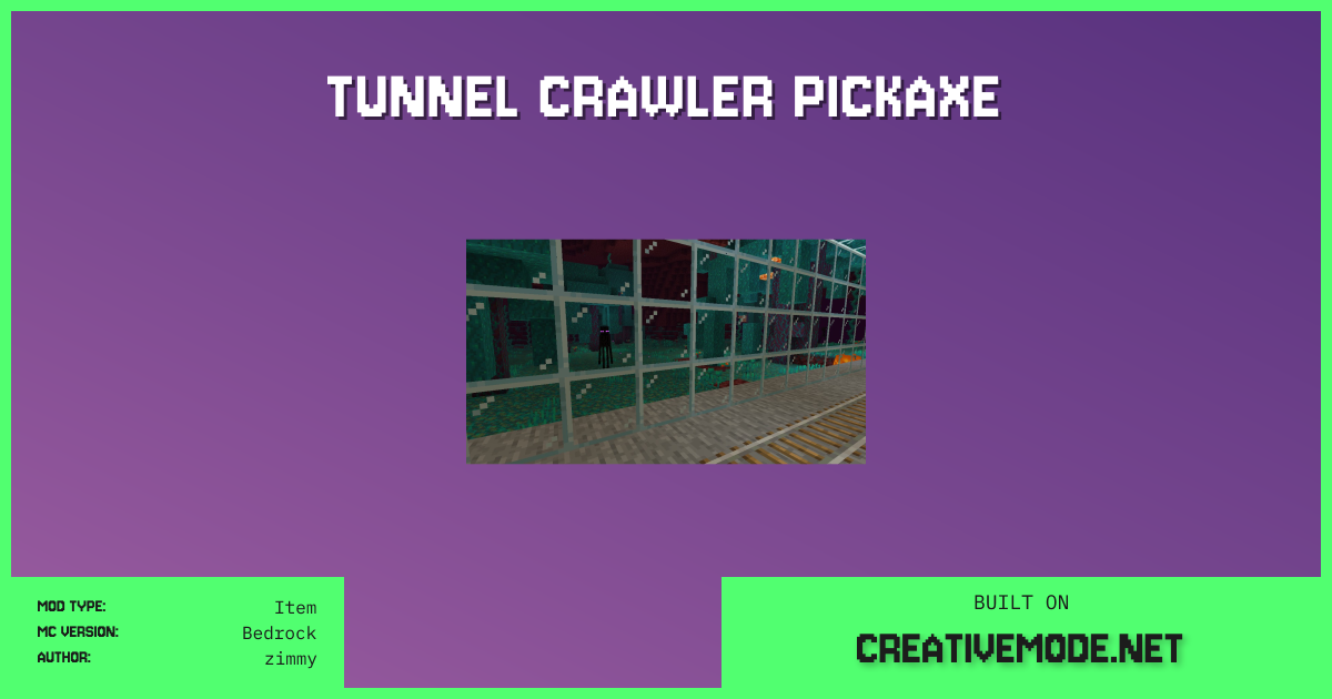 Tunnel Crawler Pickaxe | Free Bedrock Addon | CreativeMode