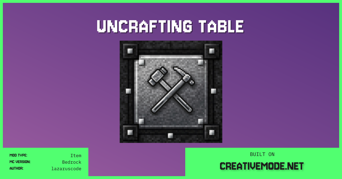 Uncrafting Table | Free Bedrock Addon | CreativeMode