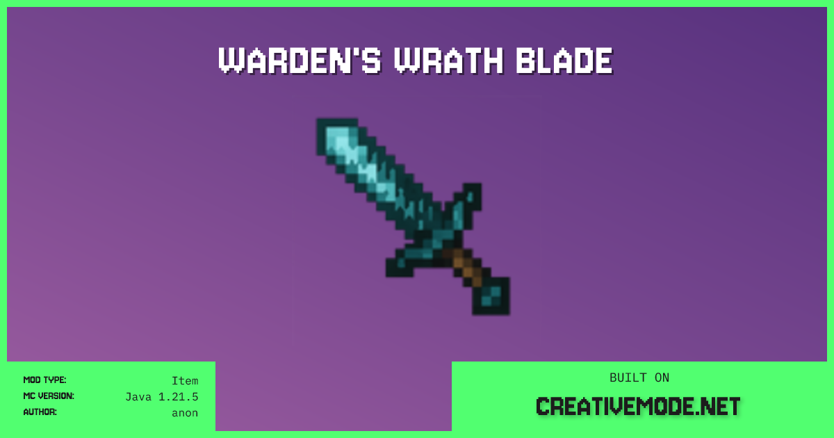 Warden's Wrath Blade | Free Java 1.21.5 Mod | CreativeMode