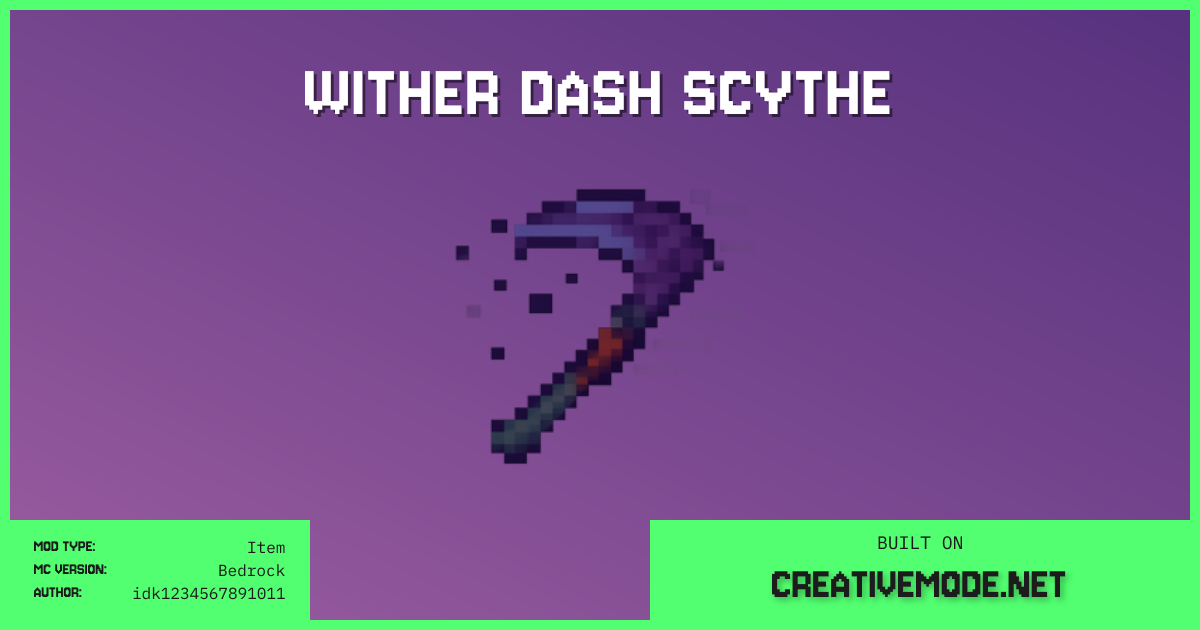 Wither Dash Scythe | Free Bedrock Addon | CreativeMode
